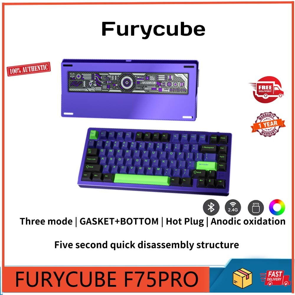 Furycube F75PRO hợp kim nhôm ba chế độ bàn phím cơ tùy chỉnh | Shopee ...