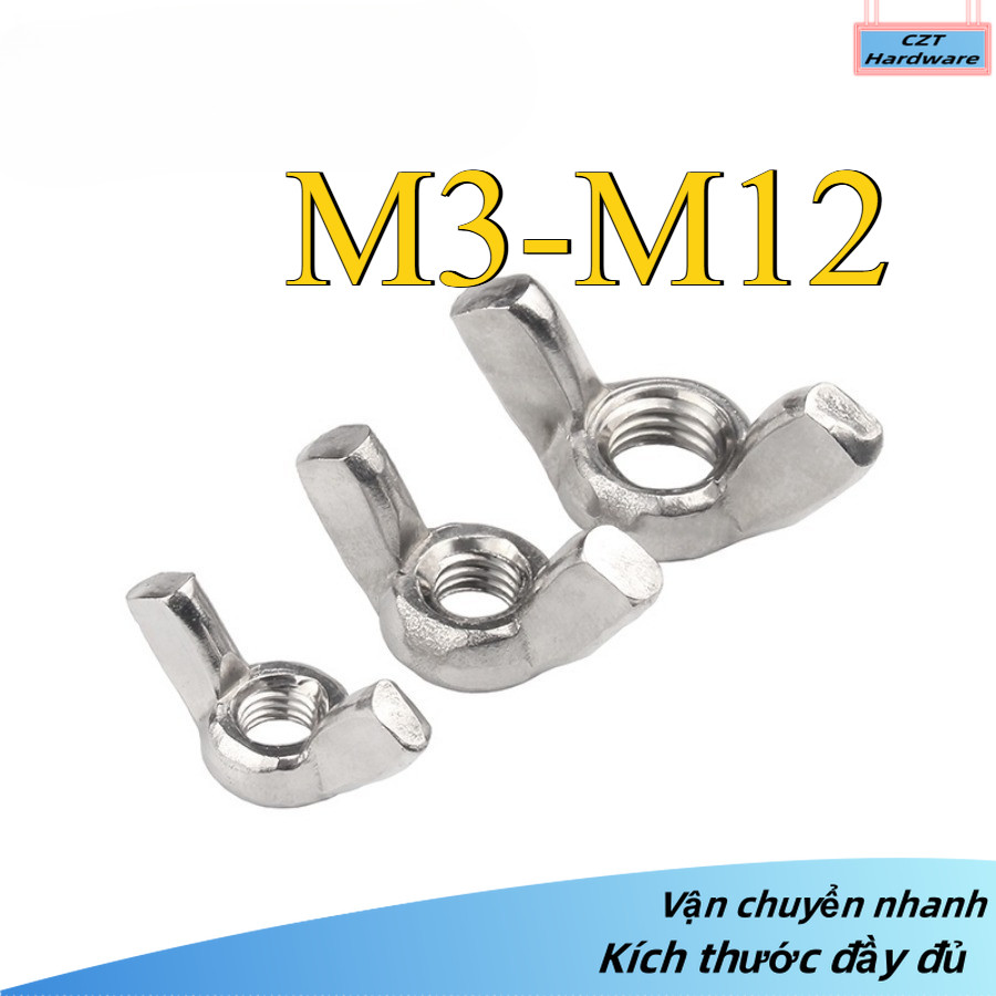 Đai ốc cánh bướm vặn tay inox 304 - Tán chuồn M3 / M4 / M5 / M6 / M8 / M10 / M12 (CZT-YL-VN-w ...