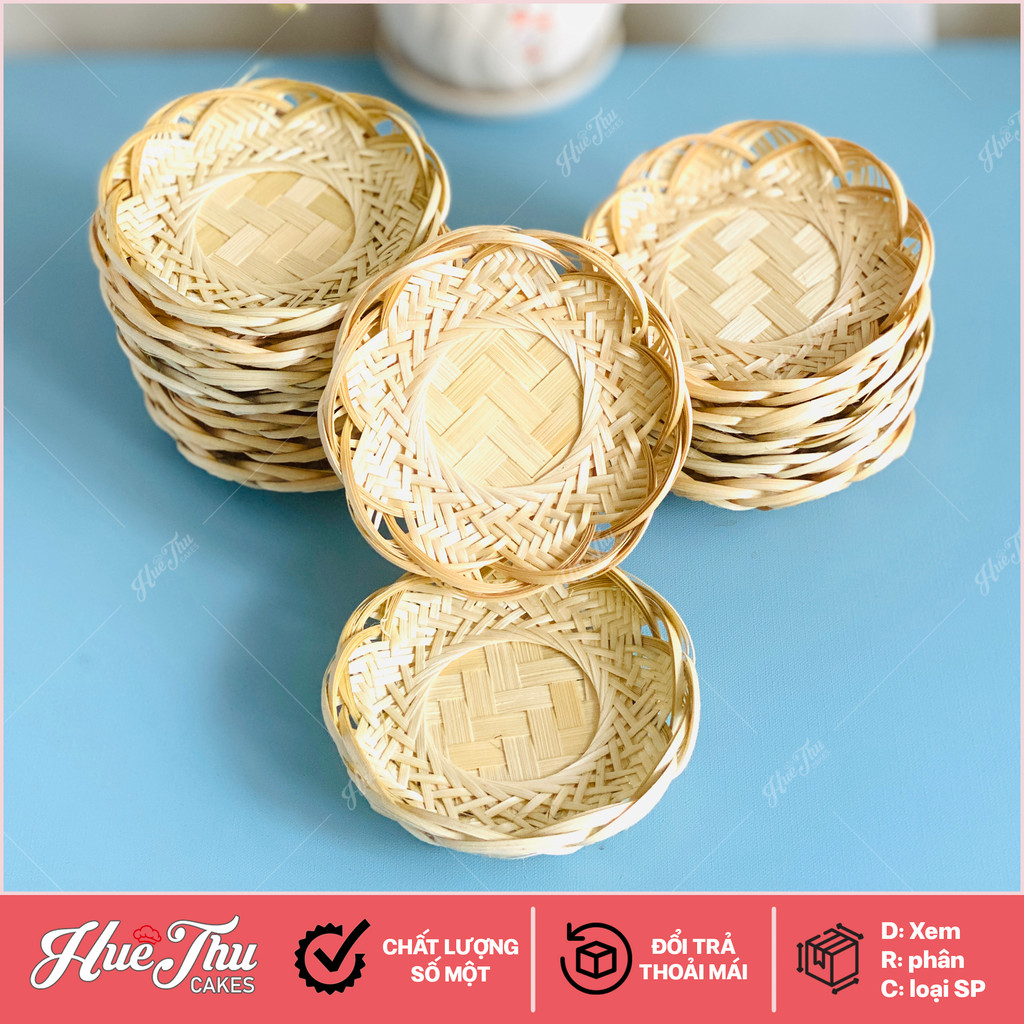 Đĩa Tre Hoa 11cm, Mẹt Tre Hoa Mini đựng đồ ăn, hạt hướng dương, đồ ăn ...