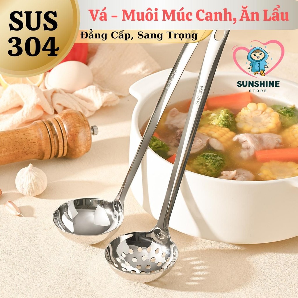 Vá - Muỗng - Muôi Múc Canh, Ăn Lẩu Inox 304 Size 28cm - 88g, Muỗng Canh ...