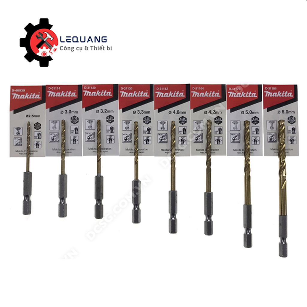 Mũi khoan sắt phủ Titan 2.5mm - 6.5mm chân lục giác Makita | Shopee Việt Nam