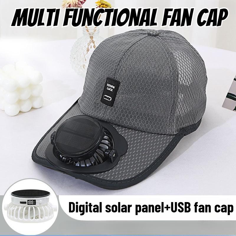 Summer outdoor USB charging solar cap UV resistant ventilation cap ...