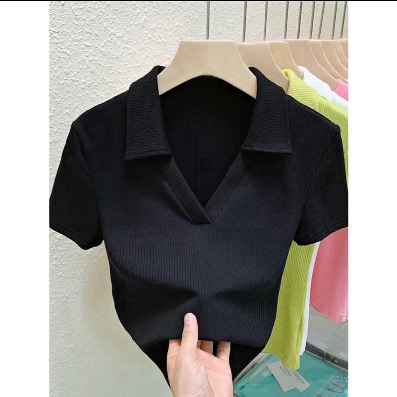 A88 Áo thun nữ tay ngắn Croptop Cổ Bẻ , Áo Polo Nhiều Màu size dưới 53kg mã a88 | Shopee Việt Nam