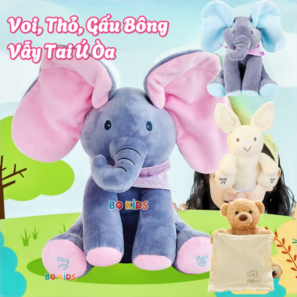 Đồ Chơi Thú Bông Voi Con, Thỏ, Gấu Dễ Thương Trốn Tìm Ú Òa Vẫy Tai ...