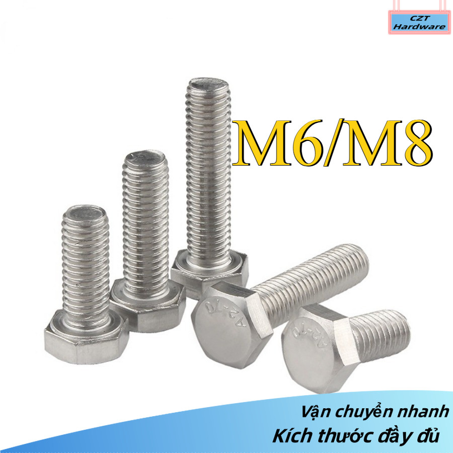 Bulong lục giác ngoài inox 304, ốc inox lục giác ngoài M6 / M8 L = 6-250mm (CZT-YL-VN-w ...