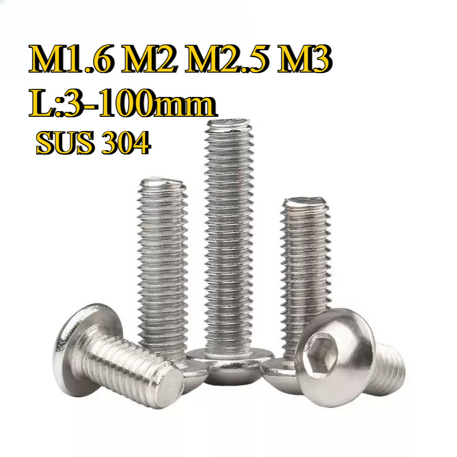 A4-80 Bulong inox 304 lục giác Đầu tròn/Bulong inox lục giác đầu dù M1.6 / M2 / M2.5 / M3 * L3 ...
