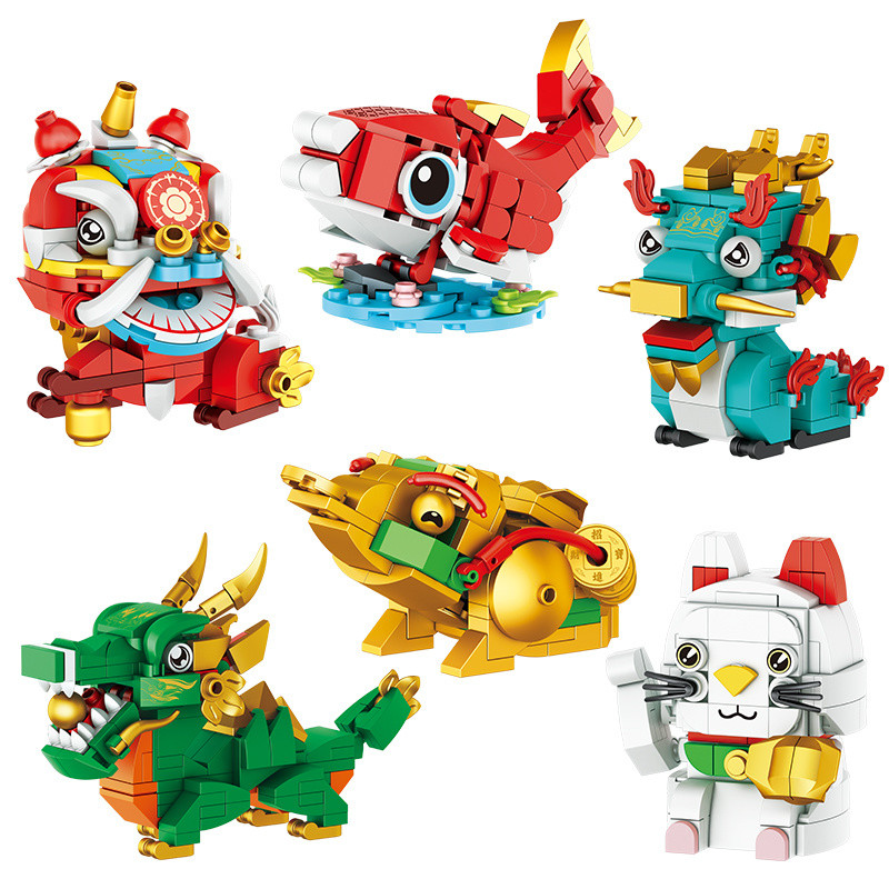 Khối xây dựng màu cam vuông Tương thích Lego Age Beast Qinglong Đồ chơi ...