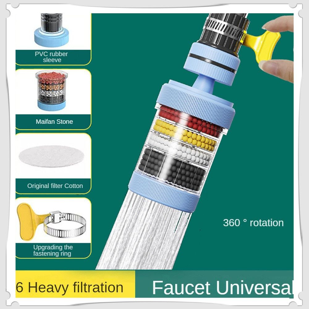6 Layers Water Filter Universal 360 Degree Rotation Splash Nozzle Mixer ...