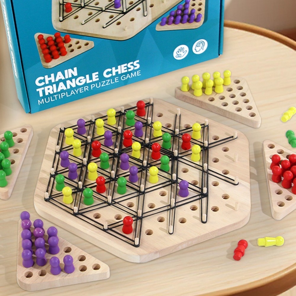 Triangle Chess Board Game Wooden Portable Fun Perfect for Family ...