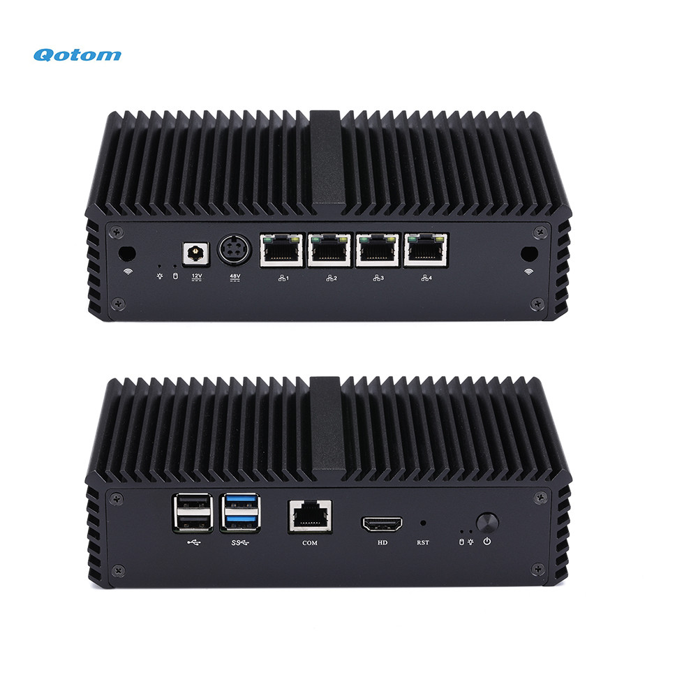 Qotom 4 LAN Mini PC POE Gateway Firewall Router Apollo Lake Celeron ...