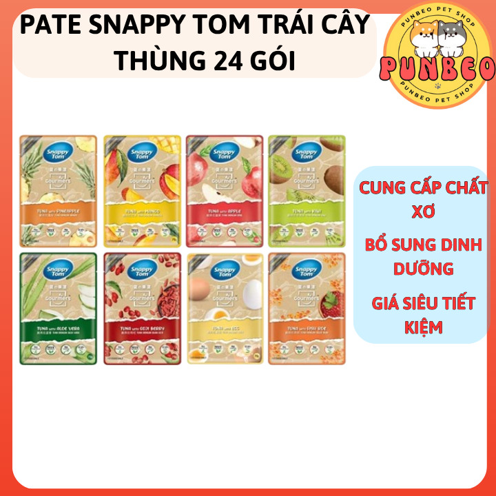 Pate Snappy Tom Trái Cây Thùng 24 gói đủ vị Dành cho mèo mọi lứa tuổi ...