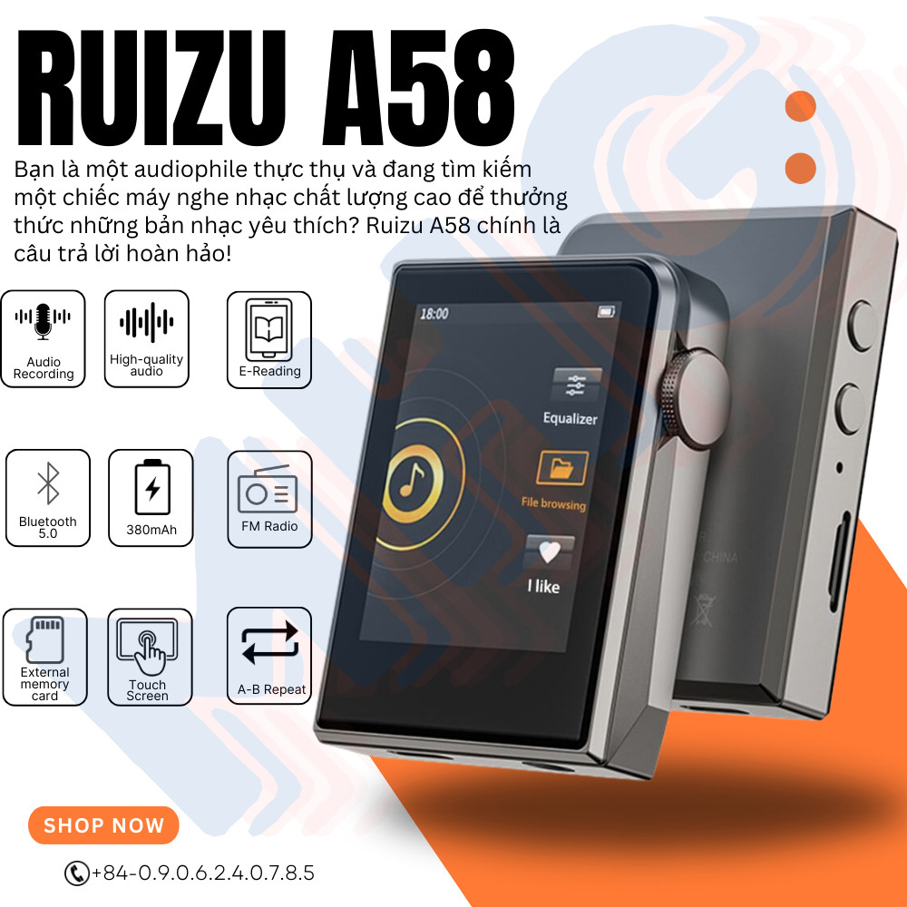 Máy Nghe Nhạc Ruizu A58 - Màn Hình IPS 2 Inch, Âm Thanh Hi-Res, Pin 20 ...