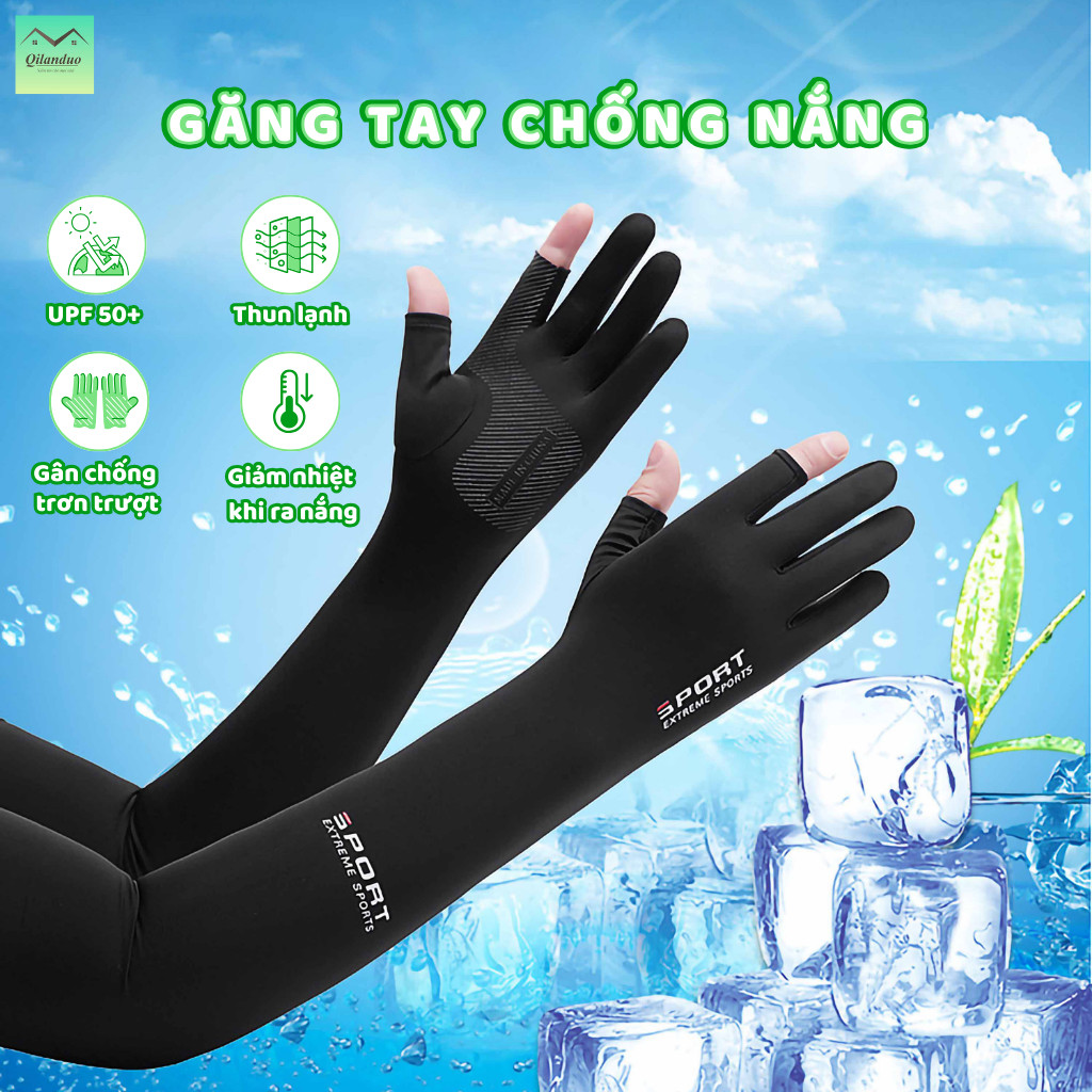 Găng Tay Chống Nắng Nam Nữ Dài Xỏ Hở 2 Ngón Chống Tia Uv Bao Tay Ống ...