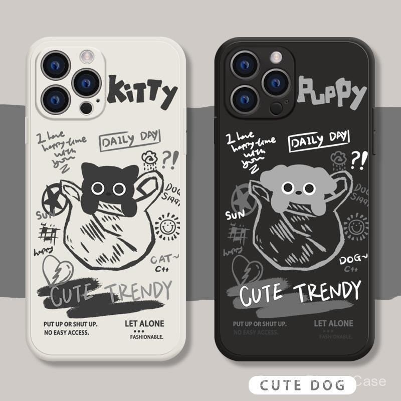 Ốp điện thoại bảo vệ hình mèo và chó tối giản, tương thích với iPhone 5 ...