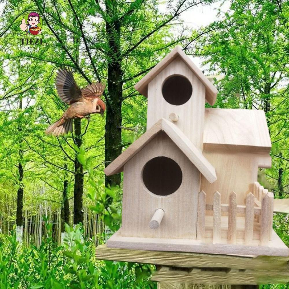 Nhà chim bằng gỗ TIEZI, Treo nhà chim phong cách biệt thự thân thiện với môi trường, trang trí ...
