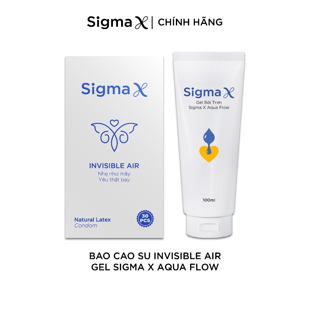 [Che Tên] Combo Bao Cao Su Sigma X Invisible Air Và Gel Bôi Trơn Sigma ...
