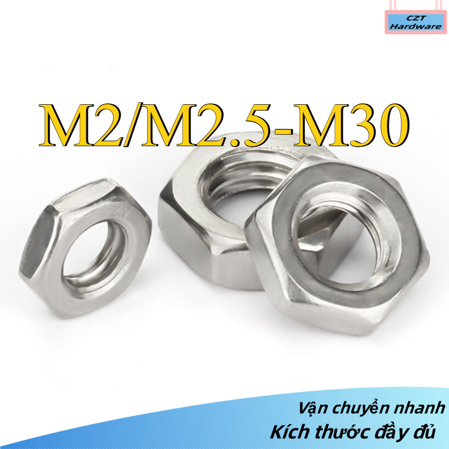 Đai ốc siêu mỏng ，Tán Dẹp, Tán Ecu inox 304 Dùng Cho Bulong Loại Tốt M2 / M2.5-M30 (CZT-YL-VN-w ...