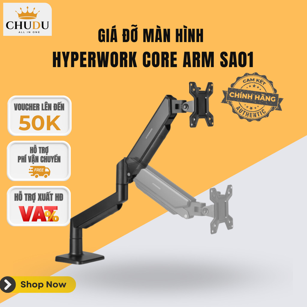 Giá đỡ màn hình Hyperwork Core Arm SA01 - Phù hợp màn 22 - 34" - Tải ...