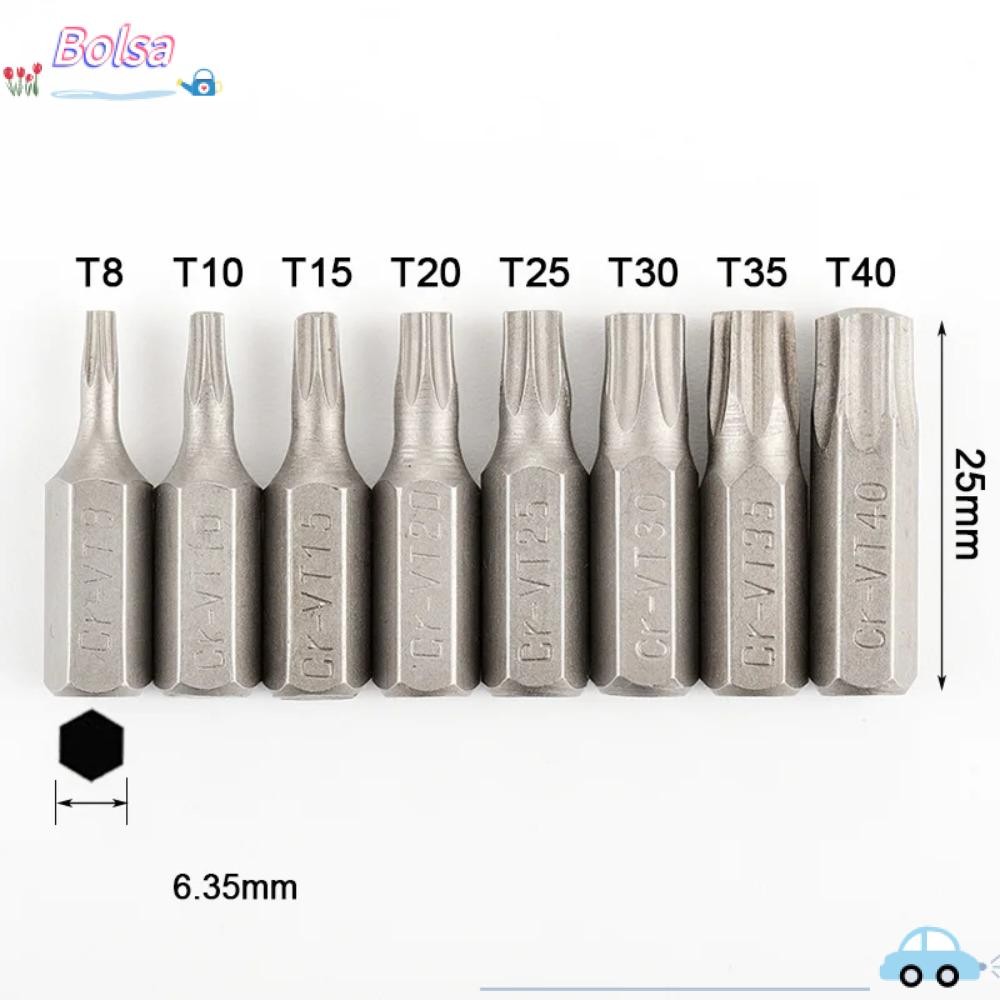 Bolsa 1 Mũi điều khiển vít, Mũi Torx bằng thép hợp kim S2 dài 25mm, T6-T40 1 / 4 Inch Chuôi lục ...