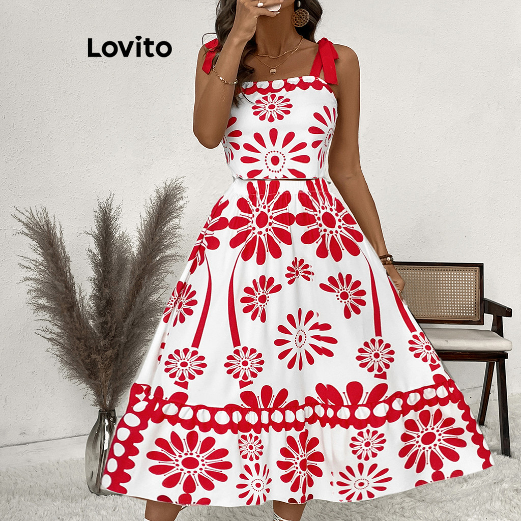 Lovito Bộ váy hình học họa tiết bộ lạc Boho Colorblock dành cho nữ ...