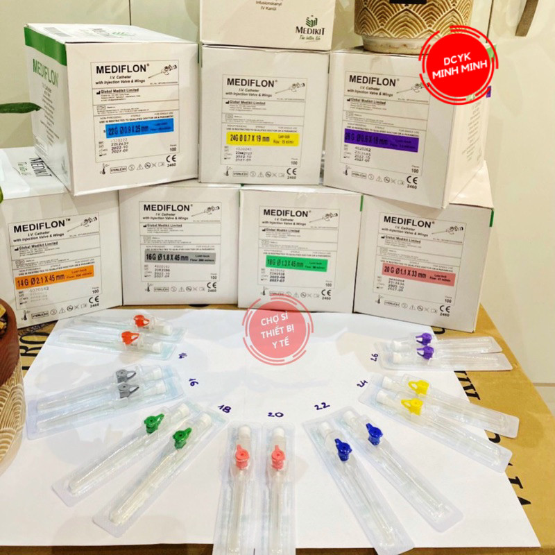 HỘP 100 CÂY KIM LUỒN TĨNH MẠCH KIM LUỒN CATHETER tiêm truyền tĩnh mạch MEDIFLON MEDIKIT ẤN ĐỘ ...