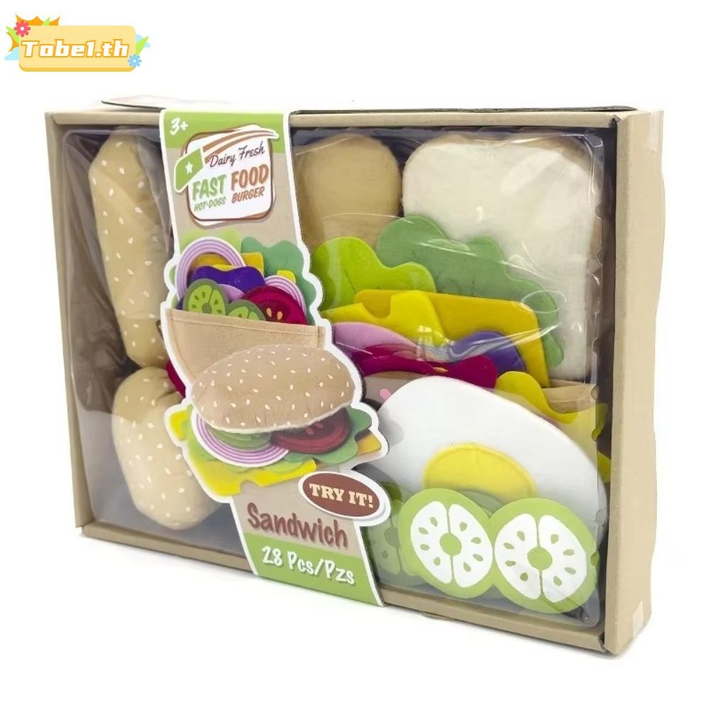 TOBE1 Một Bộ Thức Ăn Cảm Thấy, Đồ Chơi Burger Sandwich Lưu Trữ Di Động ...