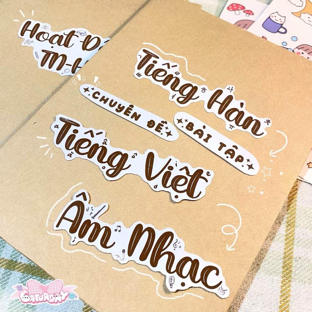 Lẻ sticker NHÃN TÊN MÔN HỌC decor bìa vở | Shopee Việt Nam