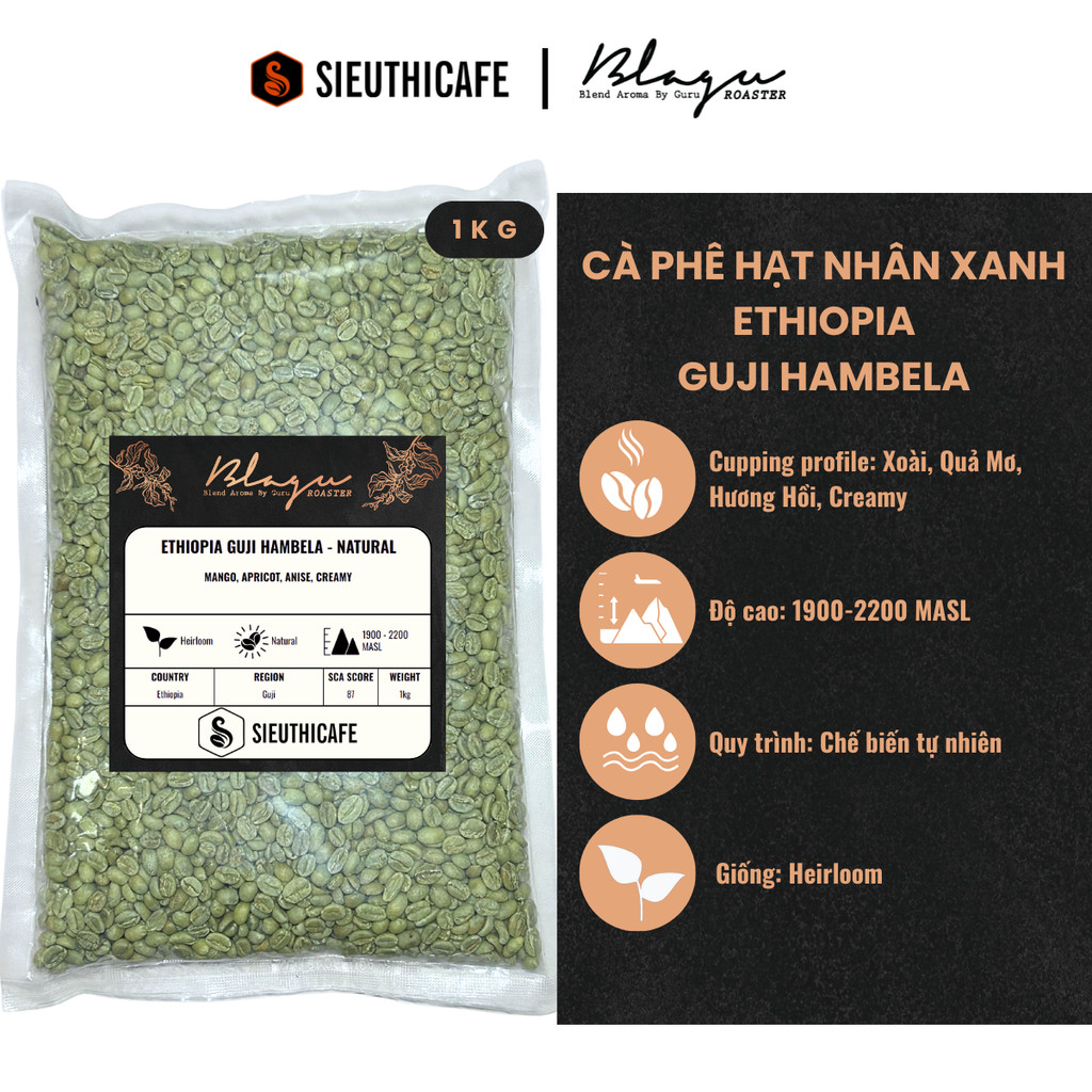 Cà Phê Đặc Sản Hạt Nhân Xanh Blagu Coffee - Green Bean Ethiopia Guji Hambela - Túi 1kg | Shopee ...