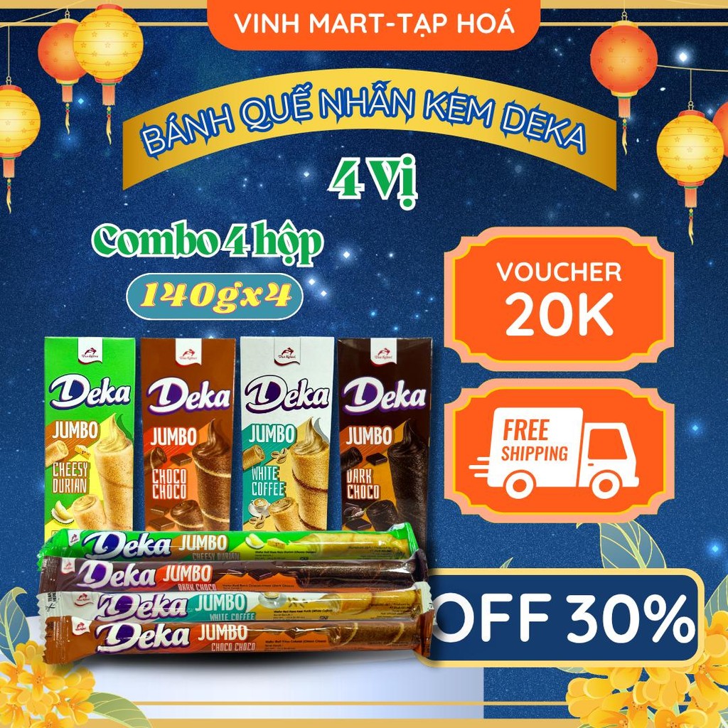 [COMBO 4 Hộp] Bánh Quế Nhân Kem DEKA JUMBO - Nhiều Vị Thơm Ngon - Ăn ...