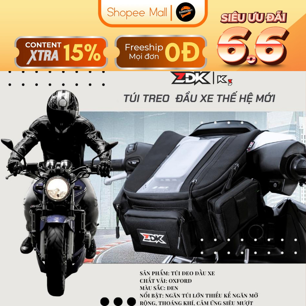 Túi Grap Treo Xe Máy ZDK ZDK K3 - Túi Treo Xe Máy Đủ Size, Combo Túi + Bọc Chống Nước Mưa ...
