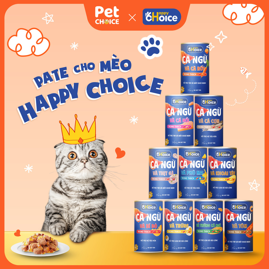 [Chính hãng] Pate cho mèo cao cấp Happy Choice lon 400g, pate cho mèo ...