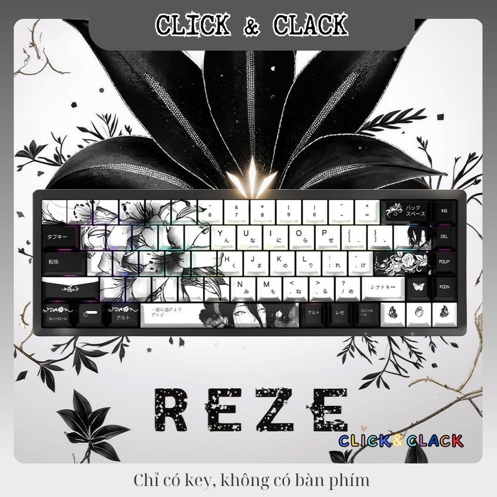 Keycap song ngữ anime xuyên led ninja (Side Print) mạch xuôi Chainsaw ...