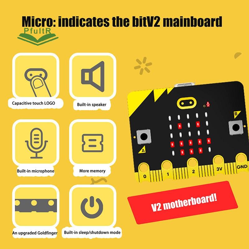 PfultR Micro: Bit V2 Micro Bit Go Edition BBC Microbit dành cho trẻ em Bảng phát triển DIY BBC ...