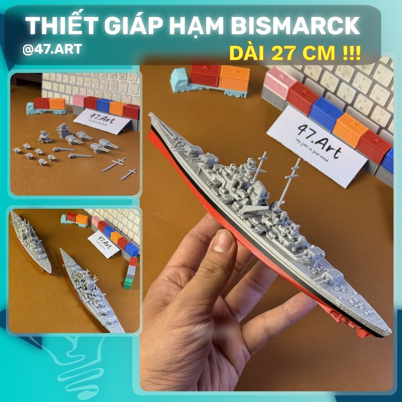Thiết Giáp Hạm HMS-Bismarck [CHÍNH HÃNG M.H.V] Tàu Chiến Mô hình 3D ...