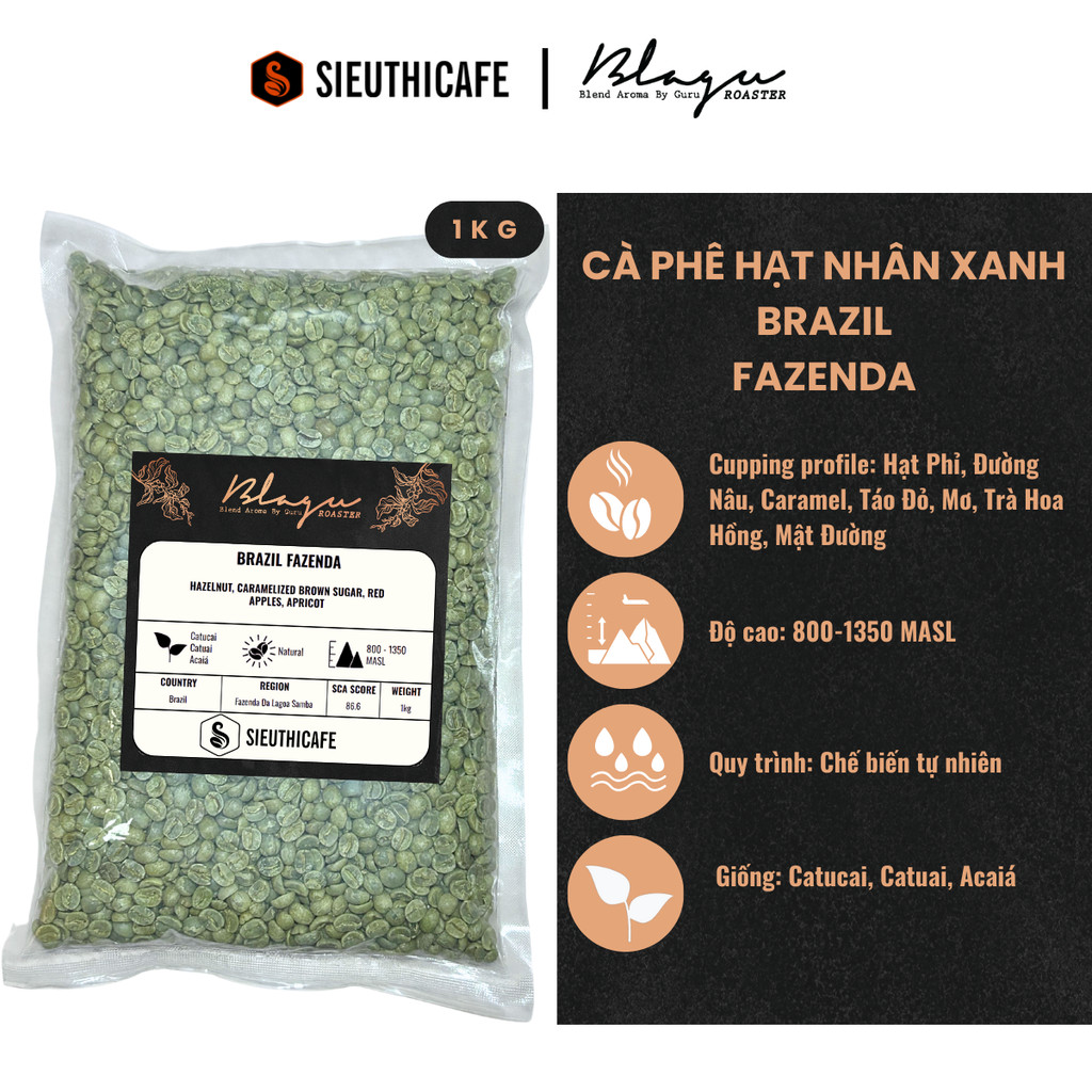 Cà Phê Đặc Sản Hạt Nhân Xanh Blagu Coffee - Green Bean Brazil Fazenda ...