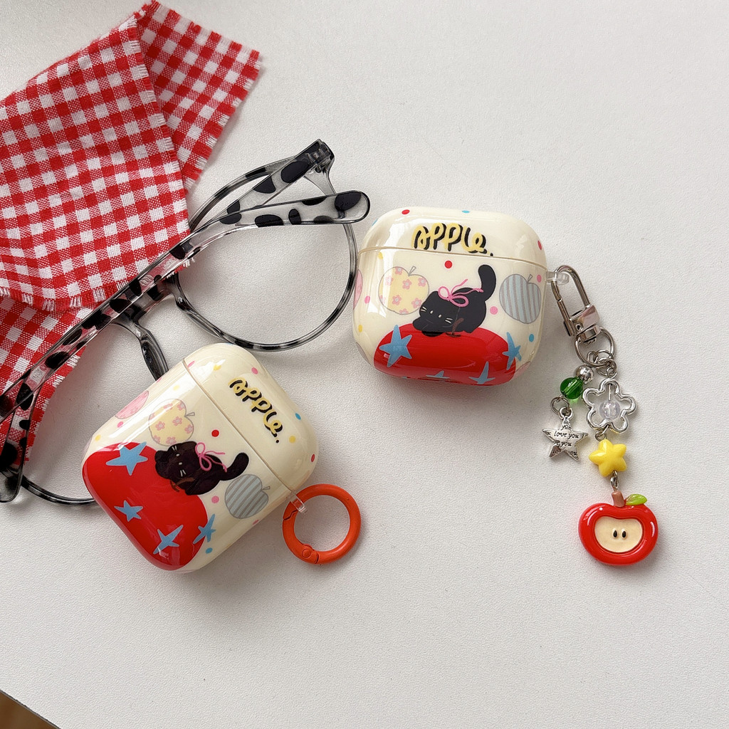 Star Red Apple Black Cat Treo Tai Nghe IMD Cứng Cho AirPods 1 2 3 4 Pro ...