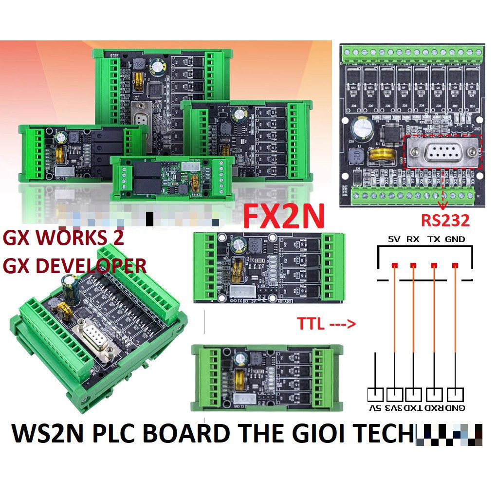 TH Bo Lập trình PLC Mitsubishi FX3U FX1N FX2N 20MR 20MT 14MR 14MT 10MR 10MT 6MR 6MT WS2N JL1N ...