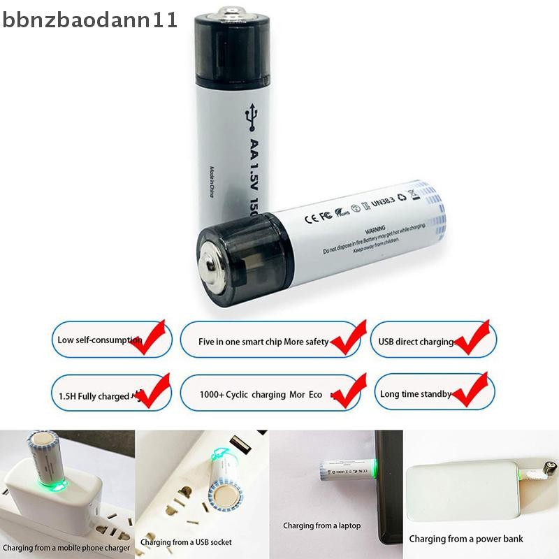 [BBNZDD] Dung Tích Lớn 1.5V AA 1500mAh USB Sạc Pin AA USB Lithium ion ...