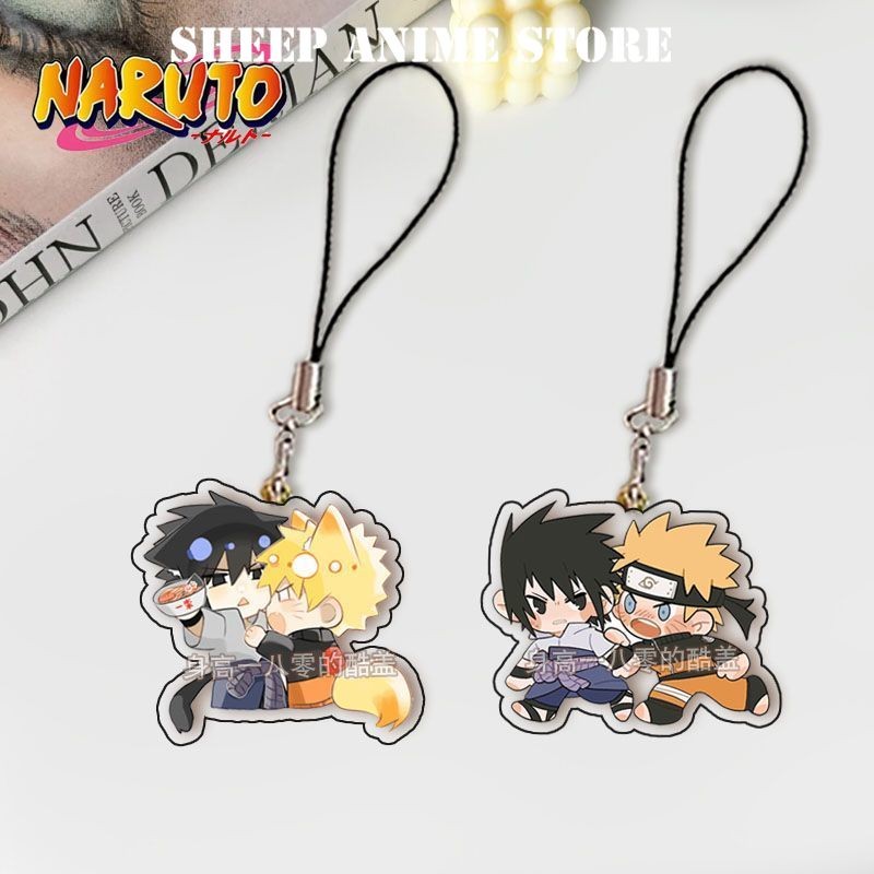 2pcs New Anime Keychain Uchiha Sasuke Pendant Figures Keyring Action ...