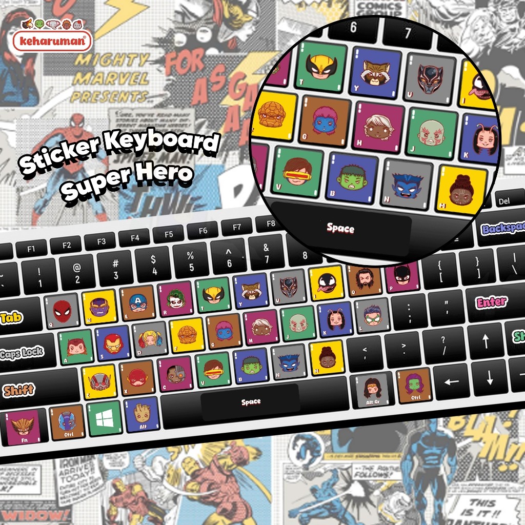 Sticker Bàn Phím Máy Tính Laptop chủ đề Superhero Marvel Batman ...