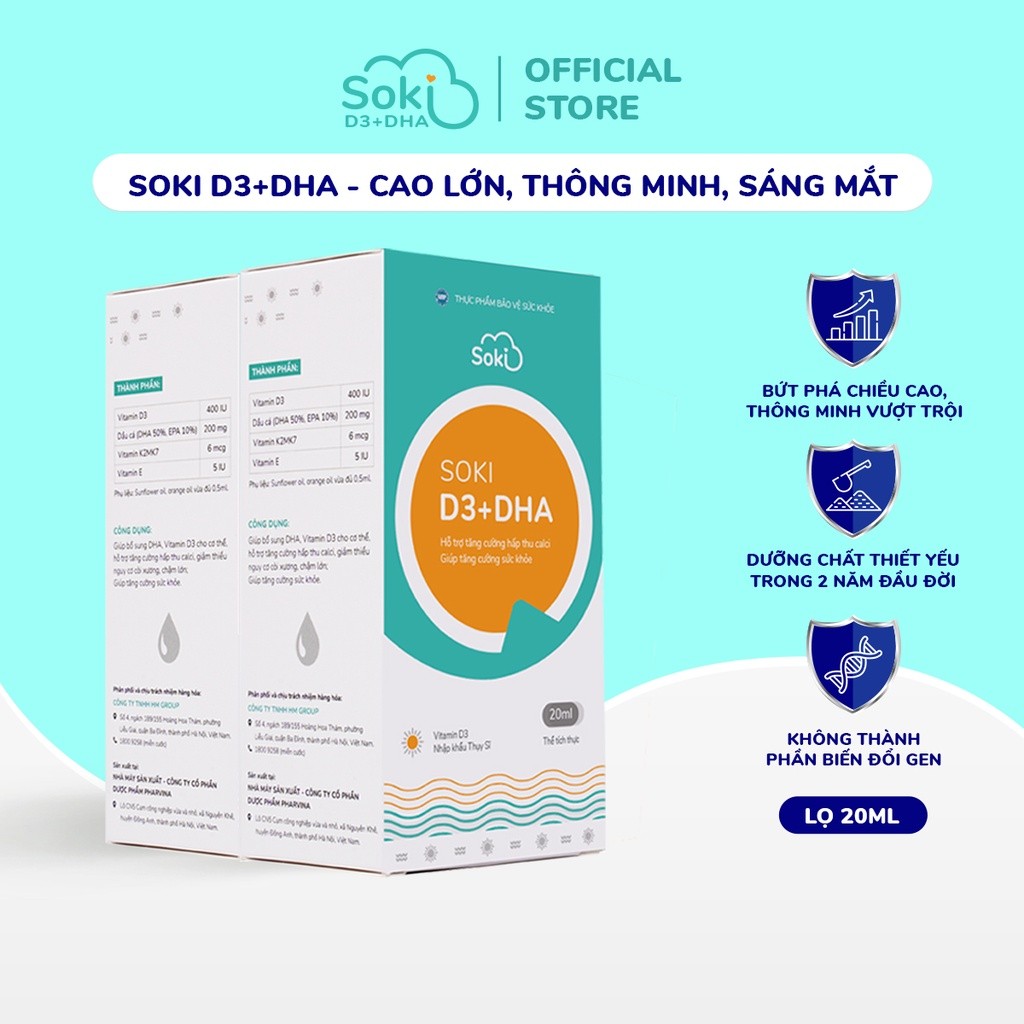 Combo 2 Hộp Siro SOKI D3+DHA Tăng Sức Khỏe, Hấp Thu Calci, Bổ Sung ...