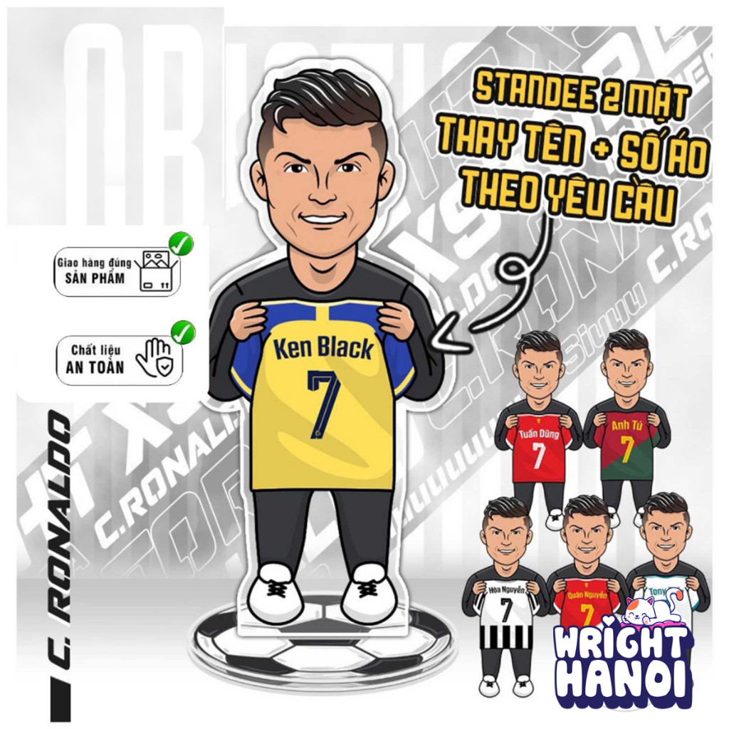 Mô hình standee in hình cầu thủ Cristiano Ronaldo CR7 cầm áo bóng đá IN ...