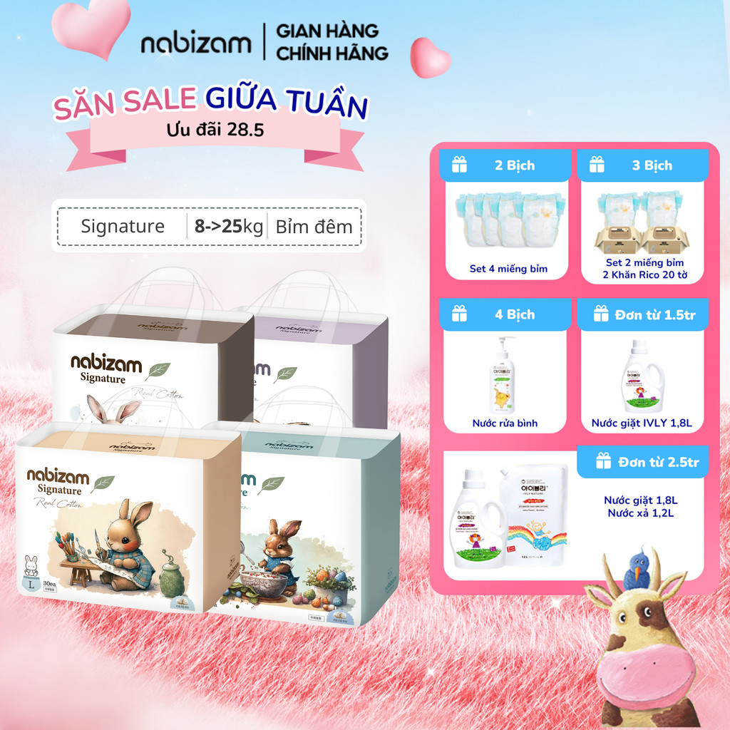 Tã/Bỉm Đêm NABIZAM Signature Nội Địa Hàn, Mềm Mại, Siêu Thấm Hút Size ...
