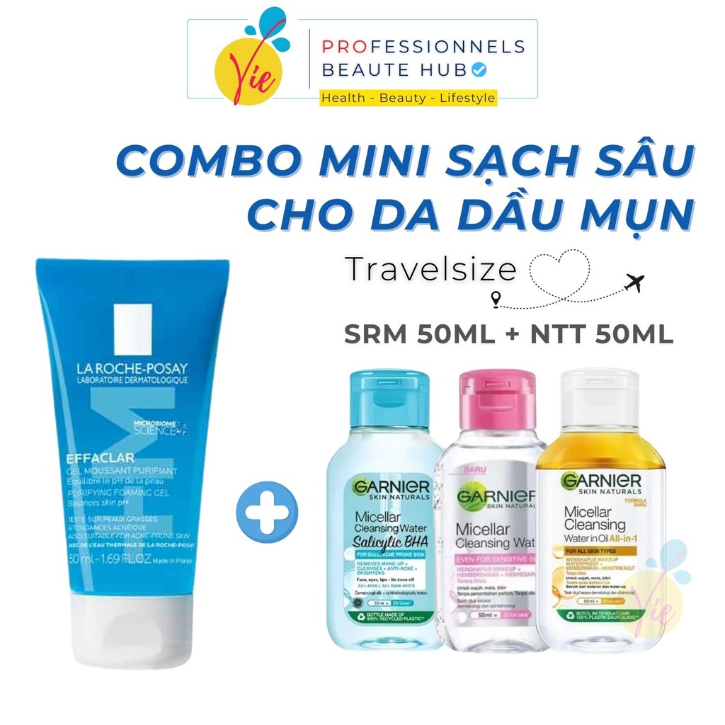 Sữa rửa mặt LA ROCHE-POSAY 50ml + Tẩy trang GARNIER cho da nhạy cảm Vie ...
