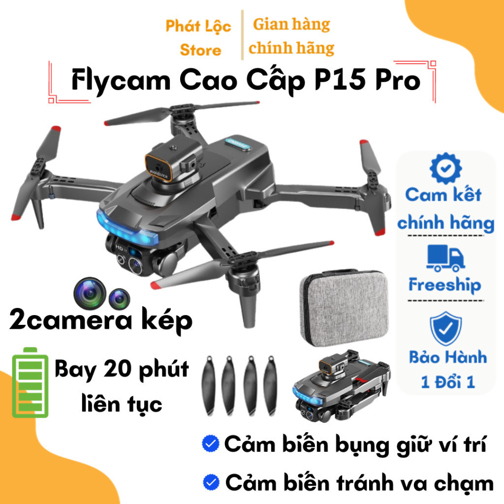 Máy bay camera Flycam P10 Pro, P15 điều khiển từ xa tích hợp cảm biến ...