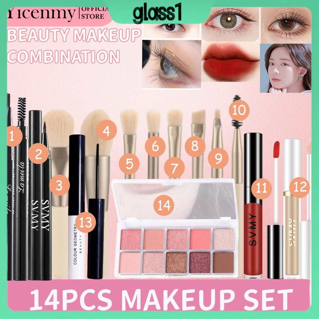 Giao Hàng Nhanh Bộ Trang điểm 14 Món Lameila Phấn Mắt 10 Màu + Kem Che ...
