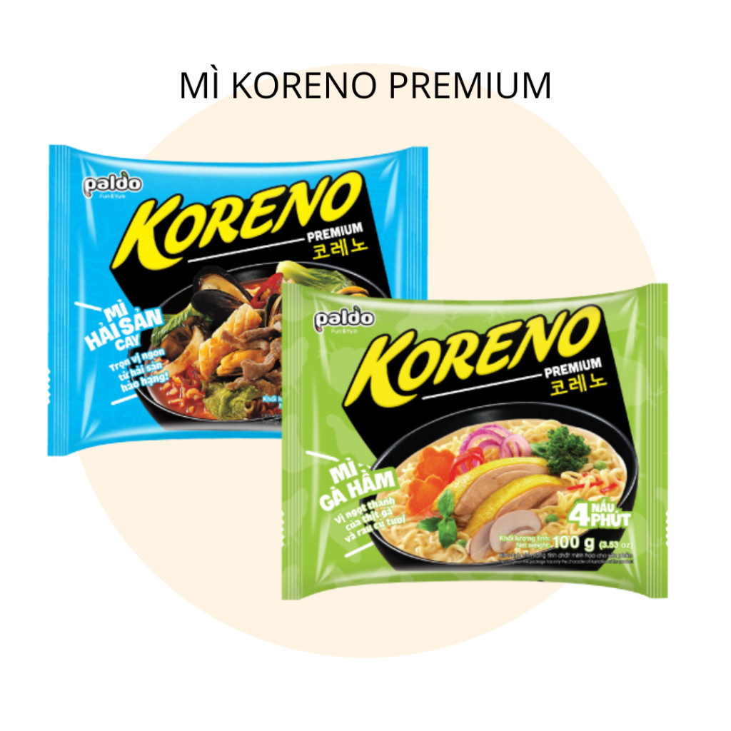 THÙNG 24 GÓI MÌ KORENO PREMIUM VỊ GÀ HẦM VÀ HẢI SẢN CAY GÓI 100G ...
