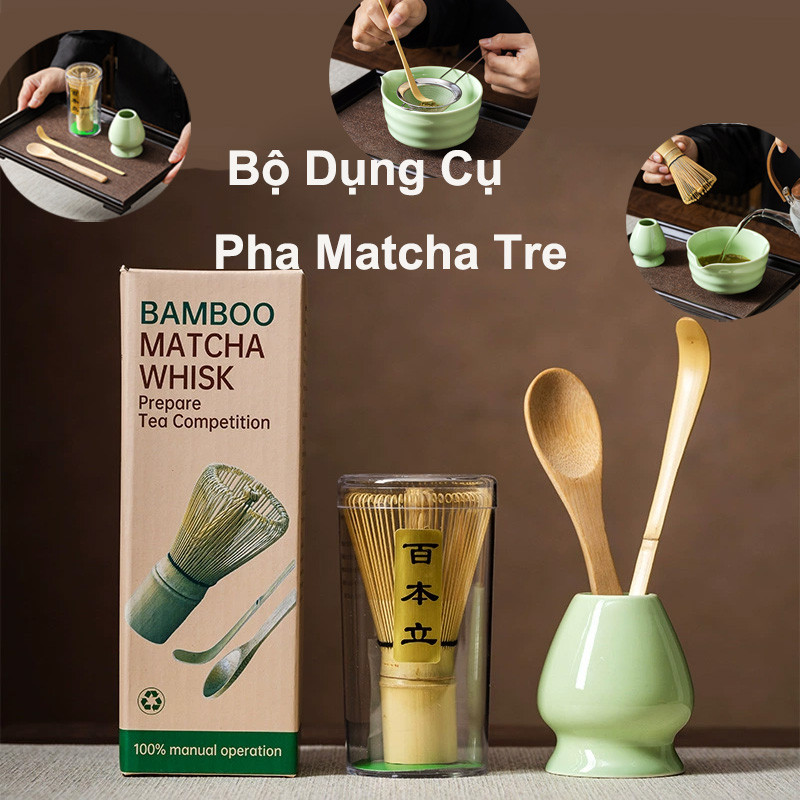 Bộ Dụng Cụ Pha Matcha Tre ,Bộ chổi đánh matcha tre,khuấy trà xanh phong ...