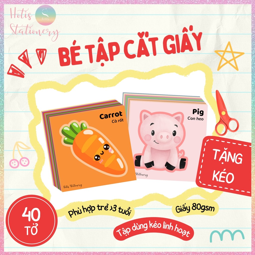 [HOTIS] Set 40 tờ bé làm quen cách cầm kéo tập cắt giấy và học từ vựng ...
