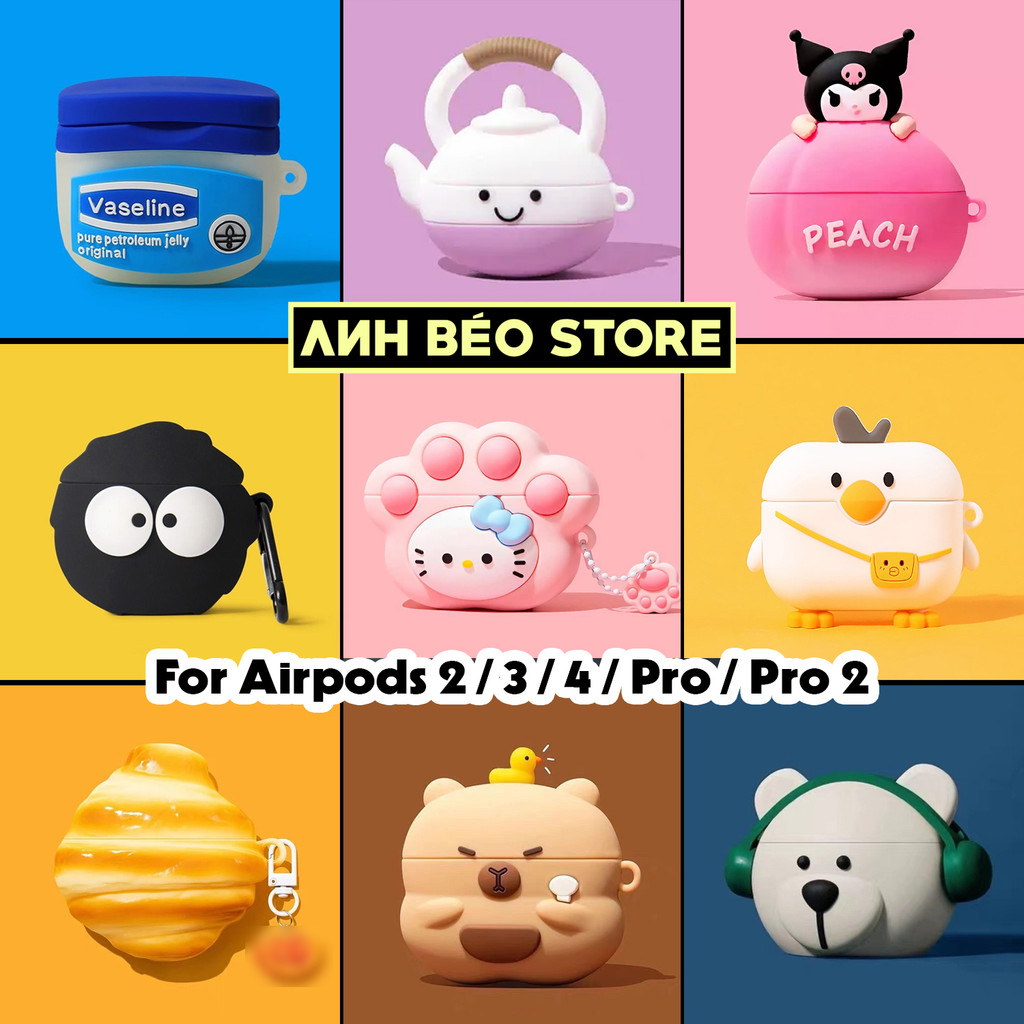 Vỏ ốp Airpod Case Airpods 2 3 4 Pro Pro 2 Hoạt hình Silicon dễ thương ...
